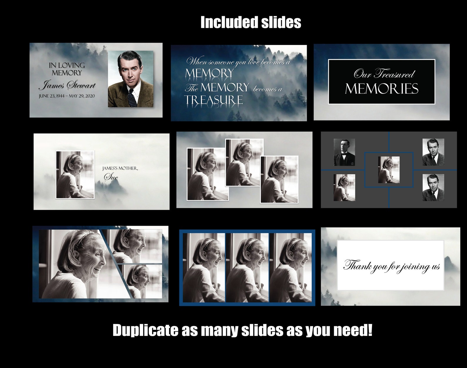 DIY Memorial Photo Slideshow Powerpoint Foggy Trees - Etsy