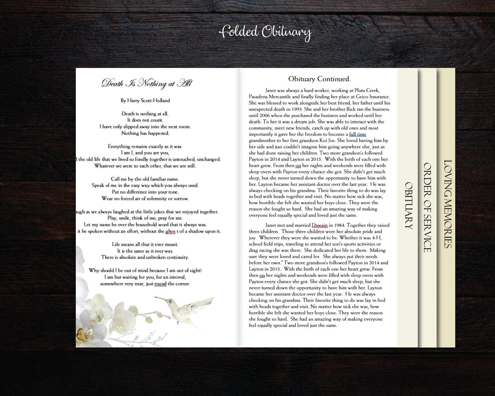 Elegant Funeral Program Template Graduated Fold Funeral - Etsy