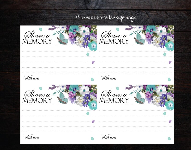 Share a Memory INSTANT DOWNLOAD Printable Teal & Purple | Etsy