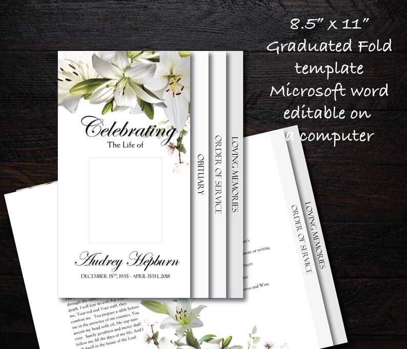 Funeral Program Template 8 Pages Graduated Fold Funeral | Etsy