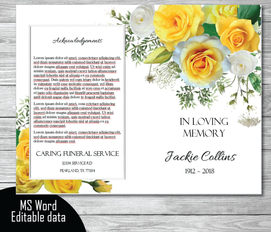 DIY Printable Memorial Program | Printable Funeral Program Template ...