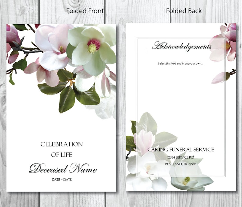 DIY Printable Memorial Program Funeral Program Template | Etsy