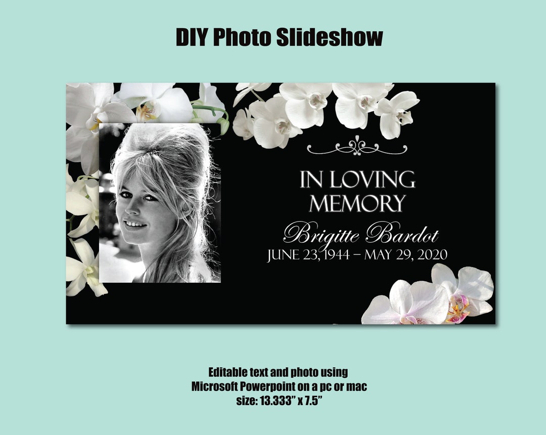 DIY Memorial Photo Slideshow Powerpoint White Orchids Black Background ...