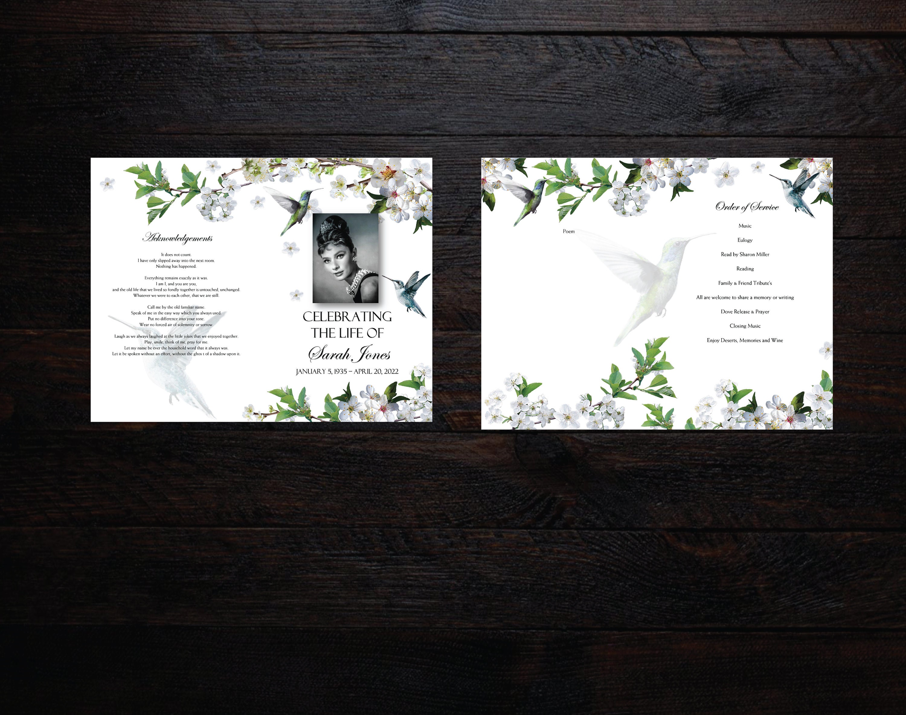 Funeral Program Template DIY Printable Memorial Program - Etsy Canada