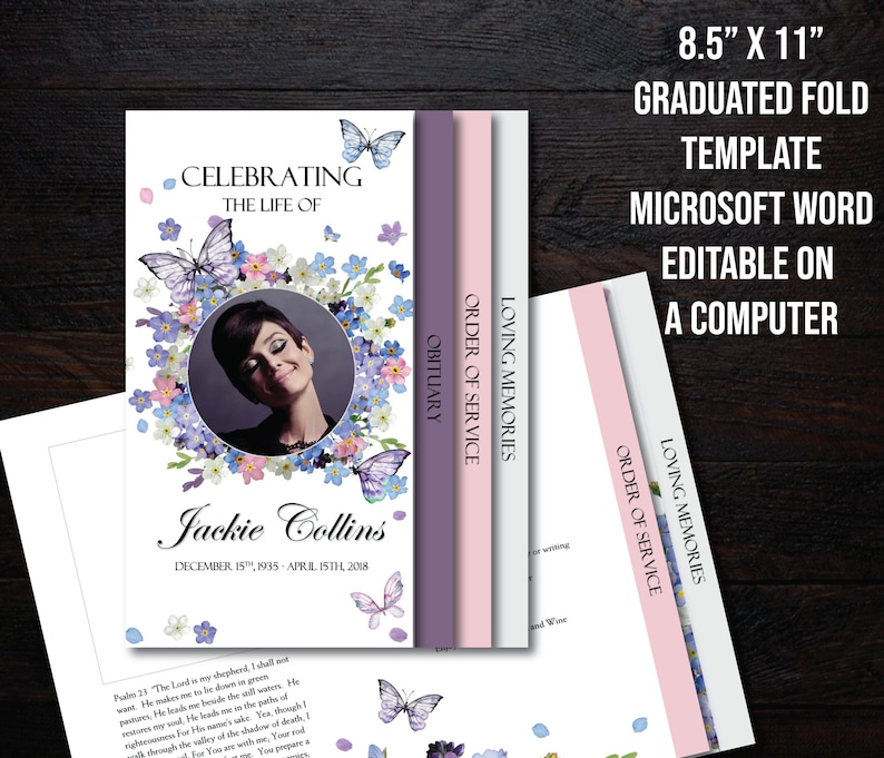 Funeral Program Template 8 Pages 8 Page Graduated Fold - Etsy