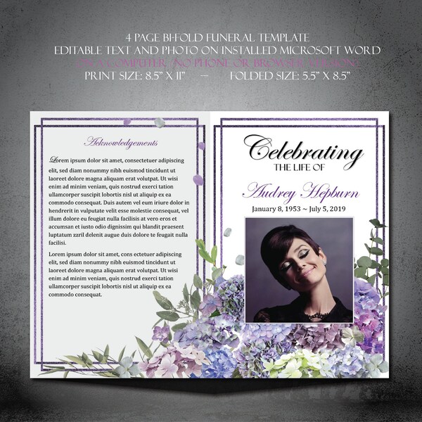 Purple Funeral Program Border - Etsy