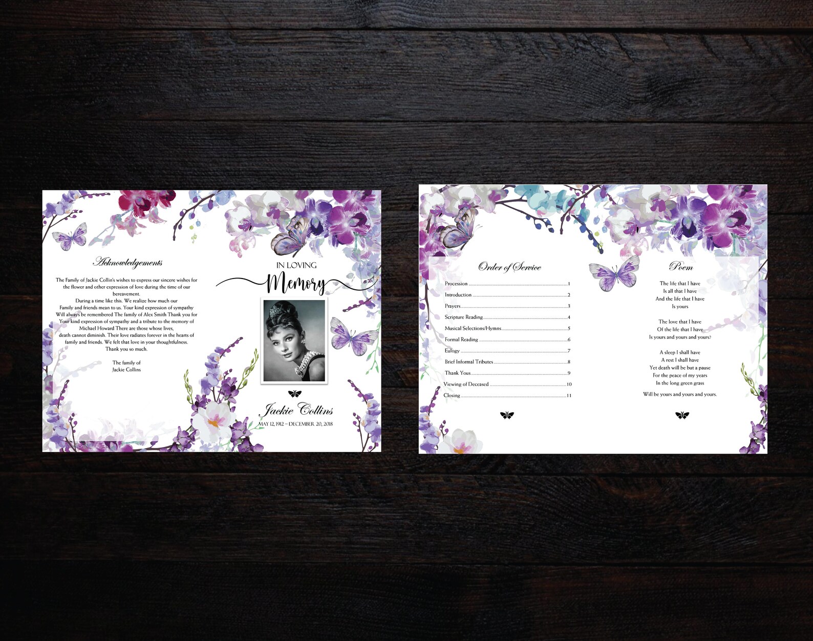 DIY Memorial Program Funeral Program Template Remembrance | Etsy