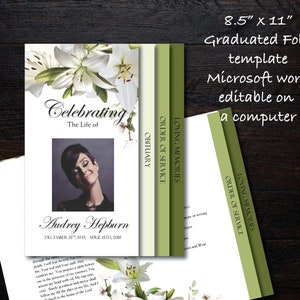 Funeral Program Template 8 Pages | Graduated Fold Funeral Program ...