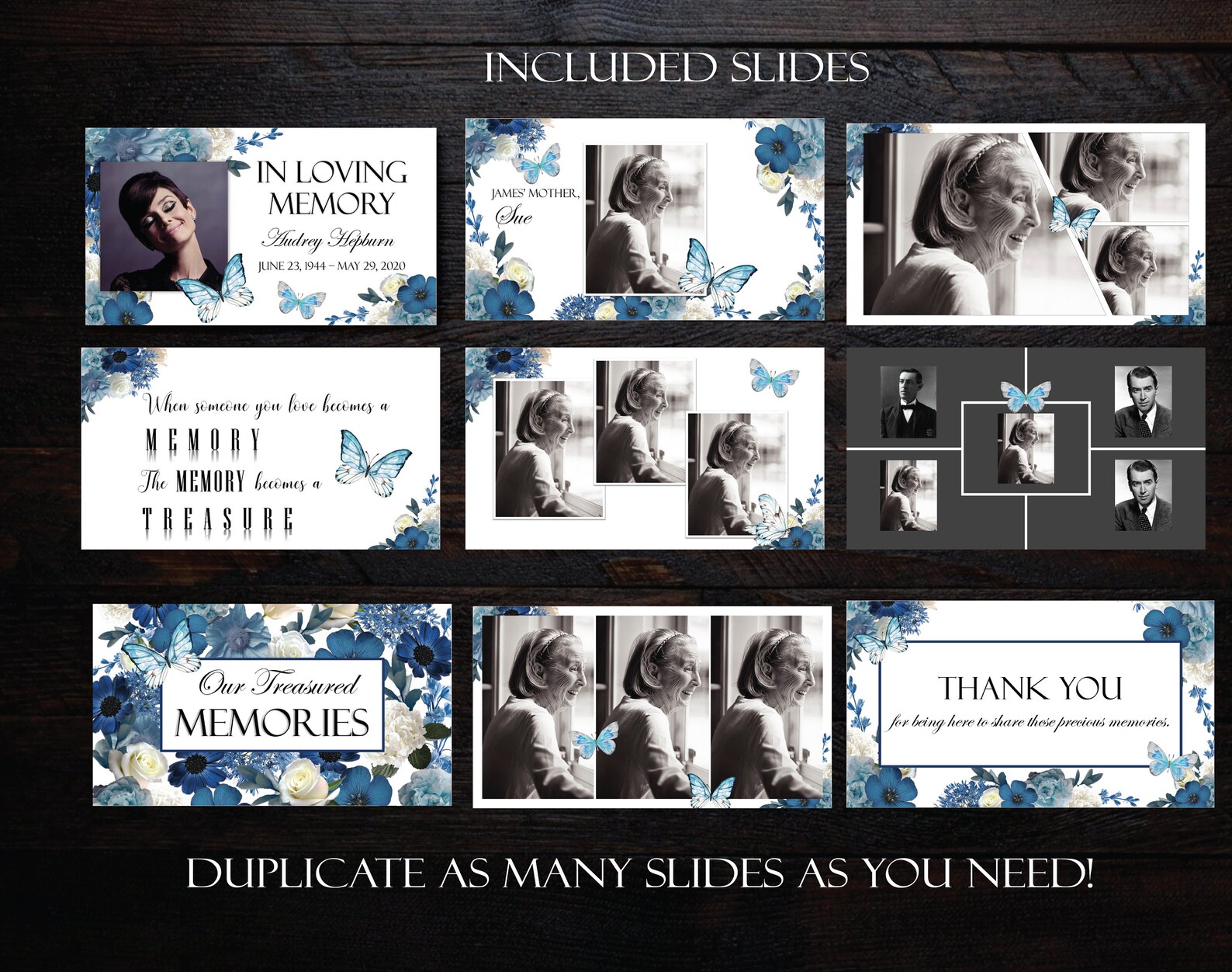 DIY Memorial Photo Slideshow Powerpoint Blue Flowers and - Etsy UK