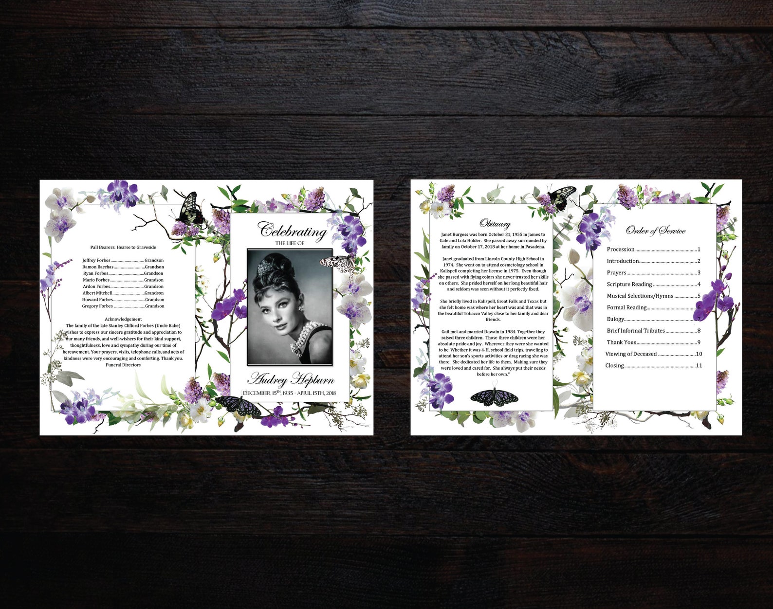 Funeral Program Template Memorial Program Remembrance - Etsy
