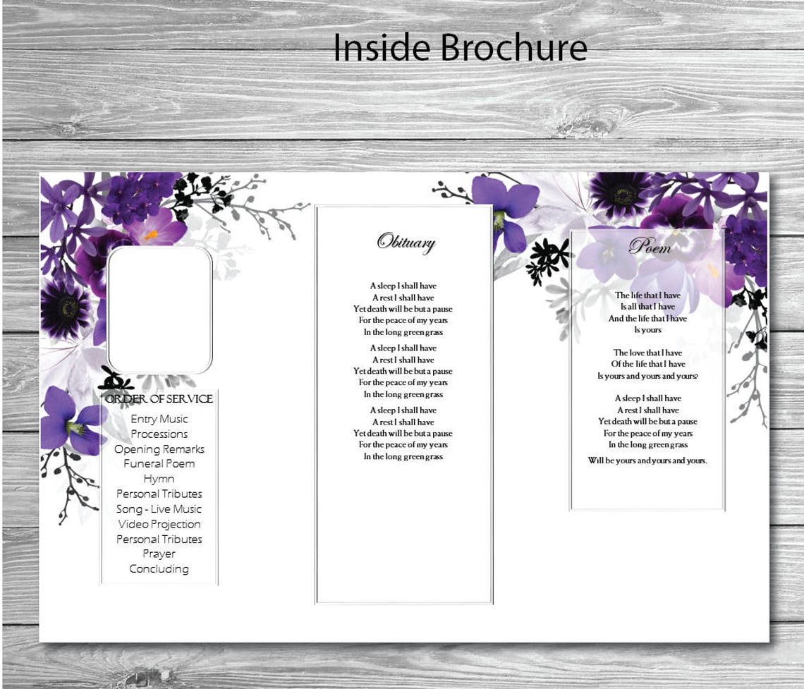 17 X 11 Printable Tri-fold Memorial Program Printable - Etsy