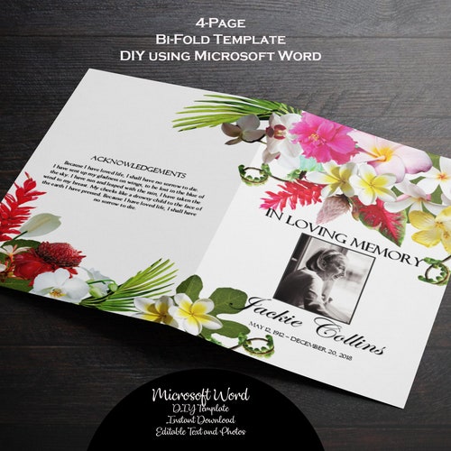 Hawaiian Funeral Program Template Funeral Printable Tropical - Etsy