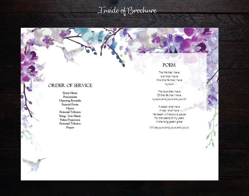 DIY Memorial Program Funeral Program Template Remembrance - Etsy Canada