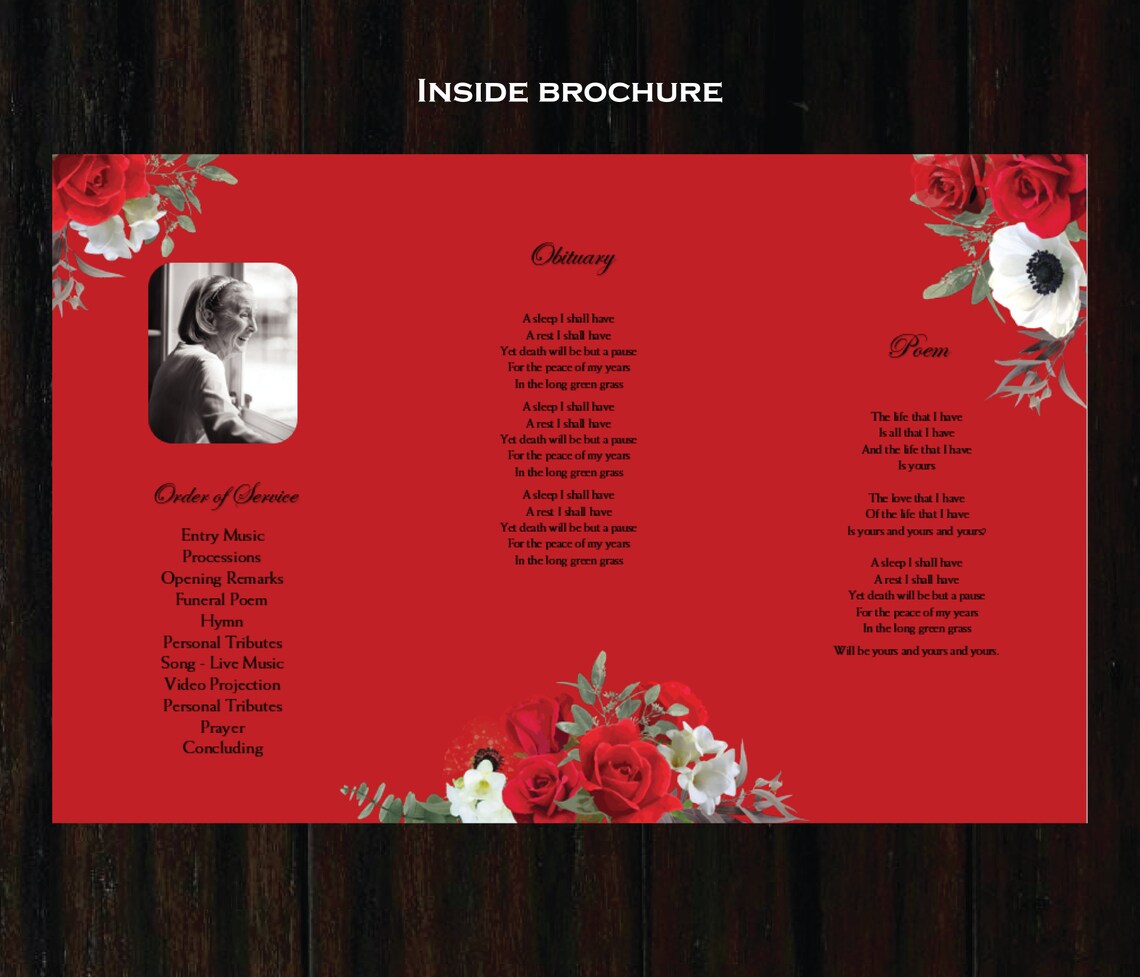 17 X 11 Printable Tri-fold Memorial Program Printable - Etsy