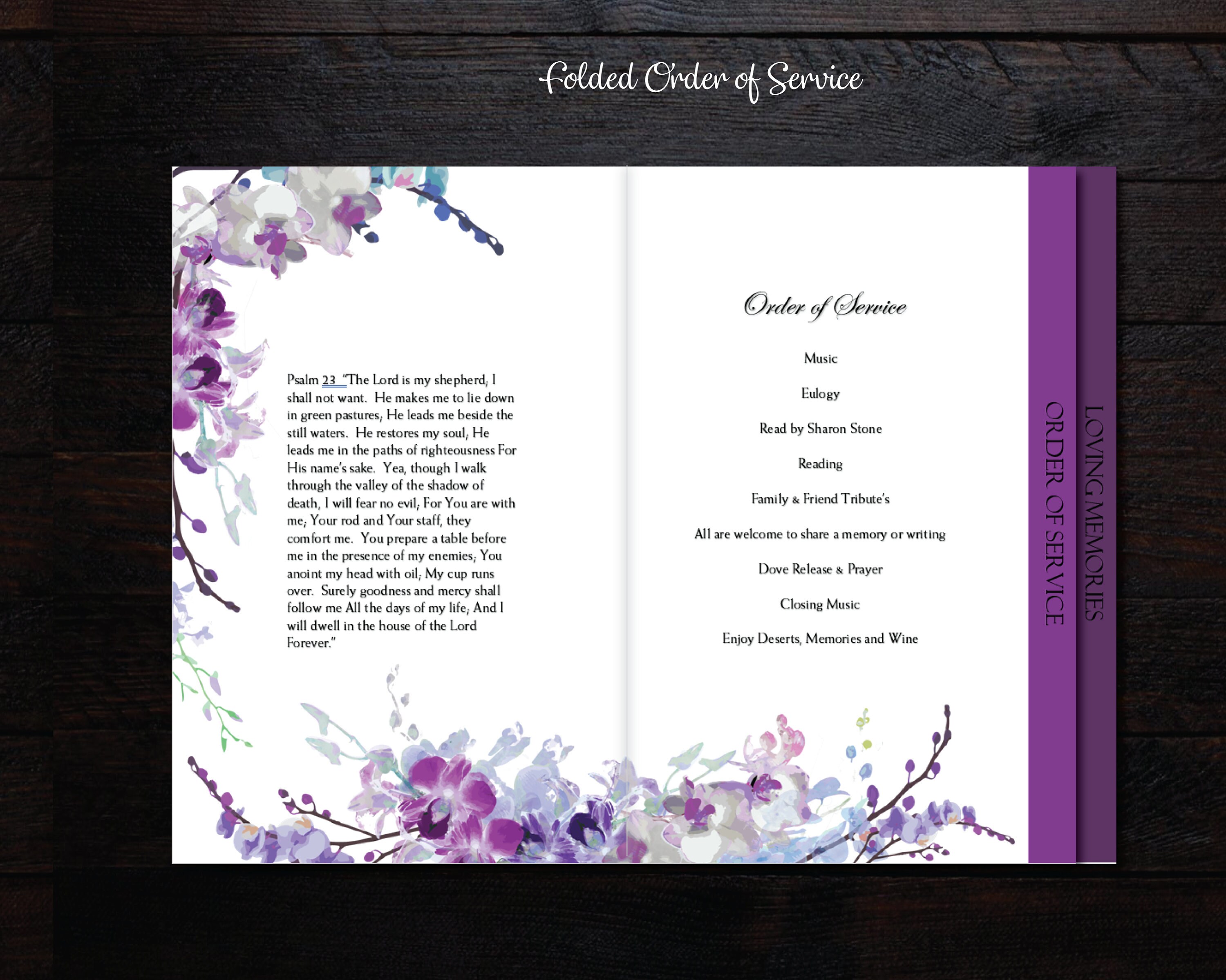 Elegant Funeral Program Template Graduated Fold Funeral - Etsy