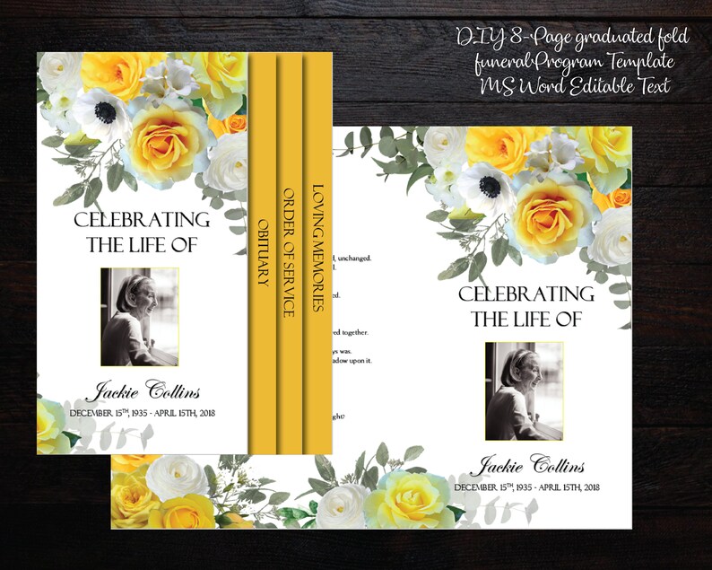 Funeral Program Template 8 Pages Graduated Fold Funeral - Etsy