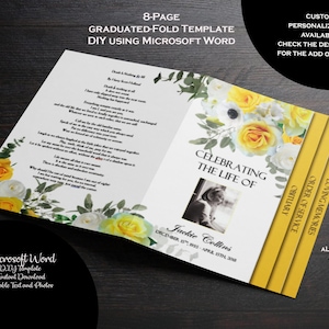 Funeral Program Template 8 Pages | Graduated Fold Funeral Program ...