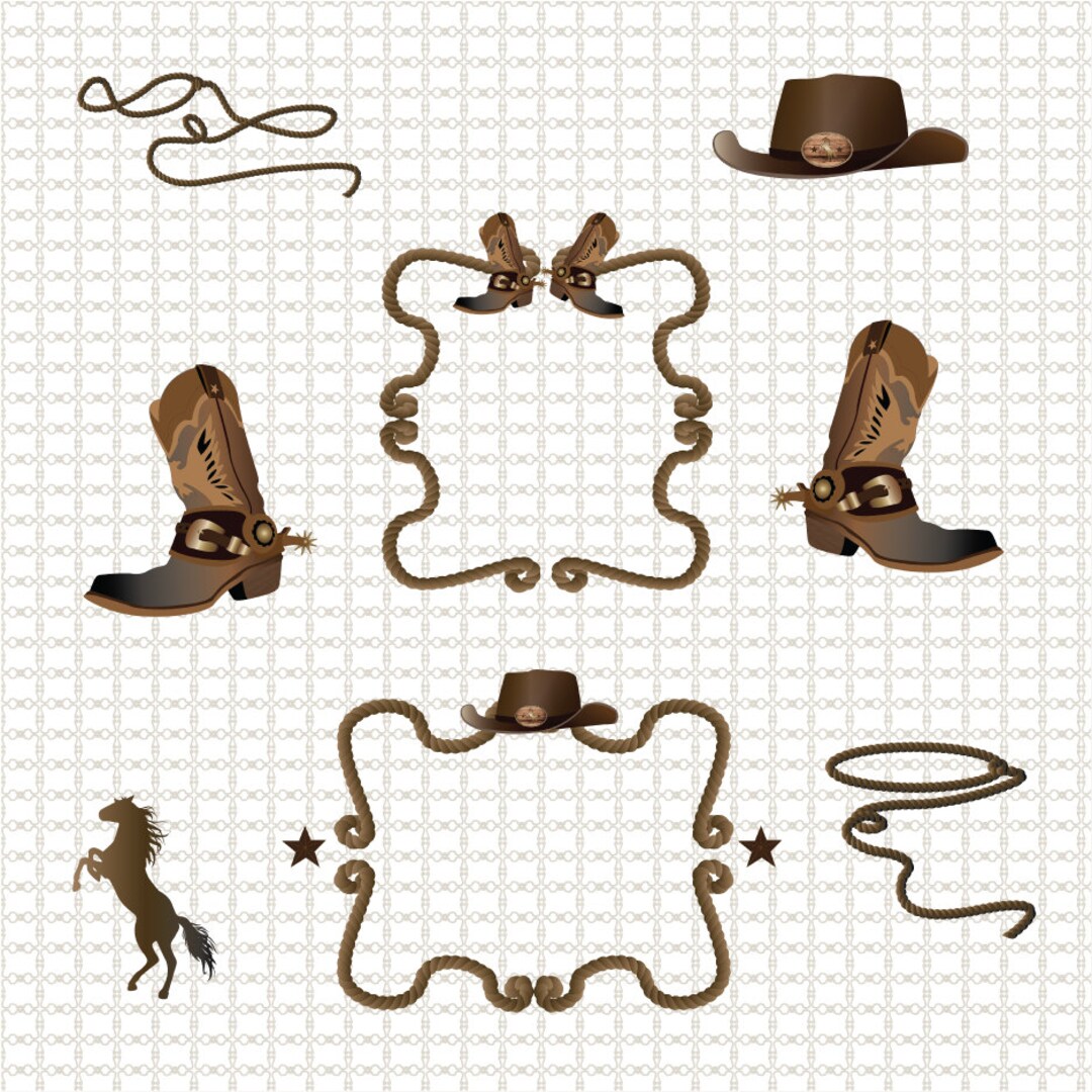 Western Cowboy Border Clipart Graphics High Resolution Graphic Digital ...