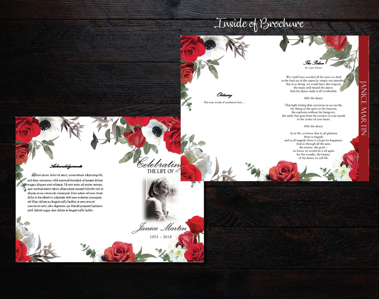 DIY Graduated Fold Funeral Program Template Memorial Program Editable ...