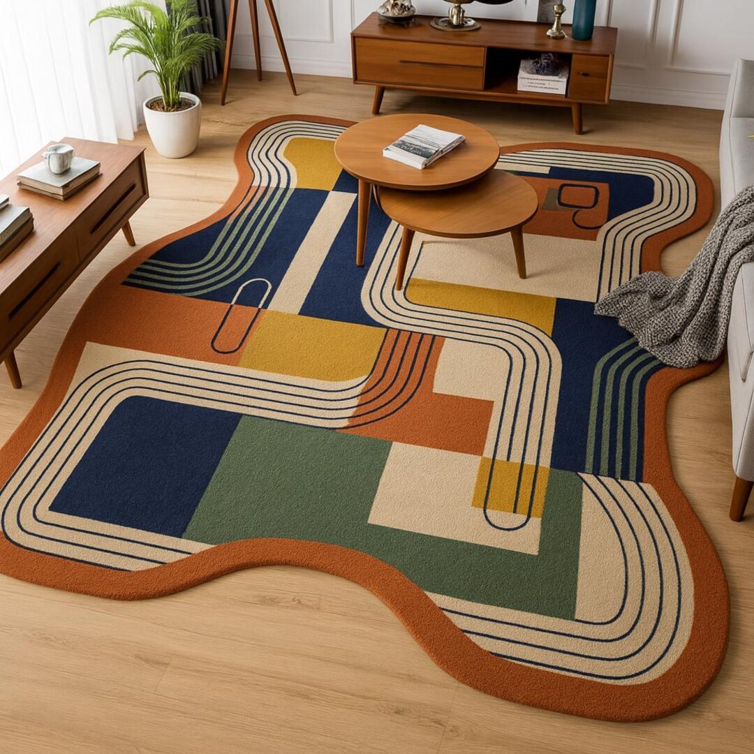 Add a Stylish Touch With This Curvy Geometric Wool Rug - Custom Sizing ...