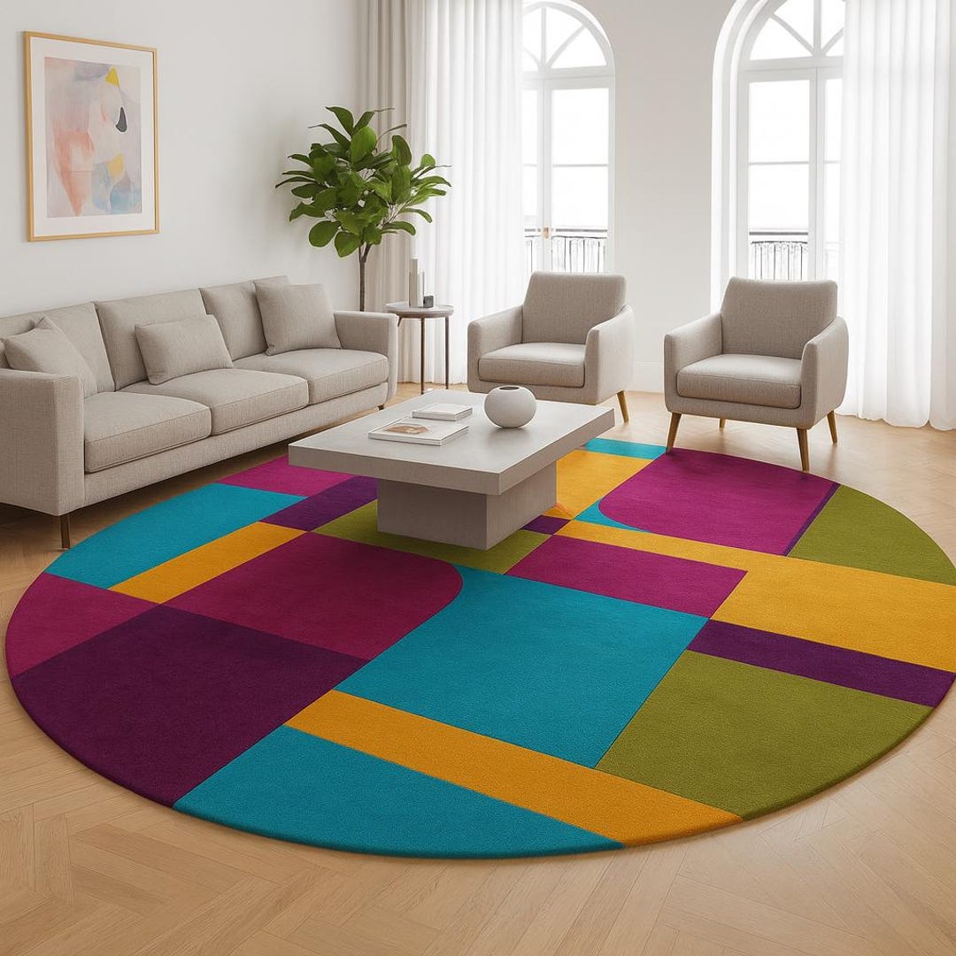 Hand Tufted Colorful Round Rug: Modern and Stylish. - Etsy
