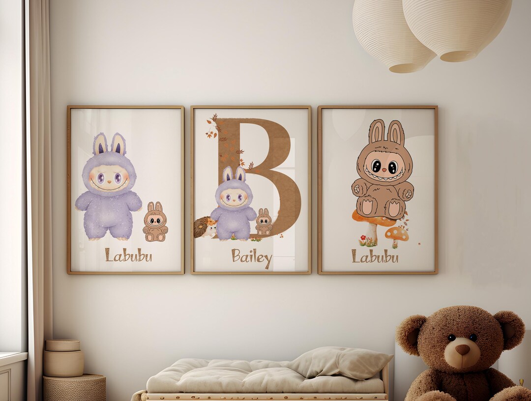 Personalizable Poster Set “labubu & Letter” Set of 3 for Children’s ...
