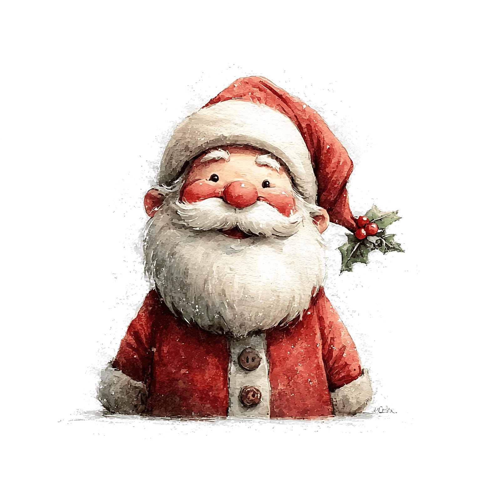 Santa Claus Watercolor Clipart Set: Christmas Card Graphics (digital ...