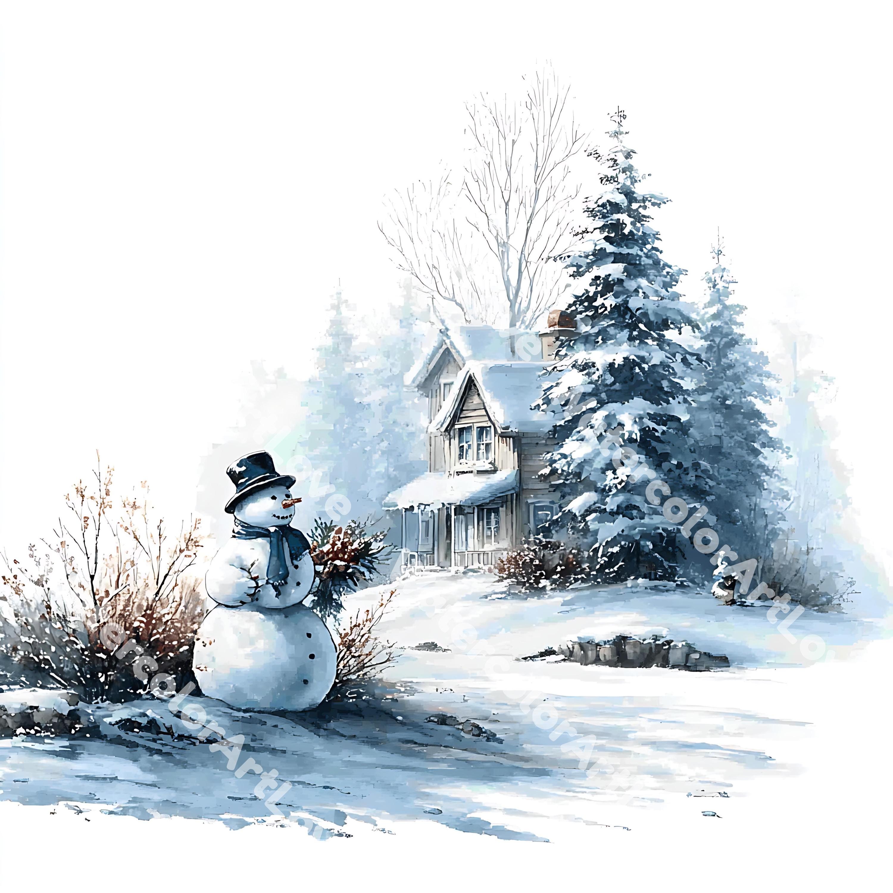 14 Snowman Clipart, Winter Snowman : Festive Holiday Graphics (digital ...