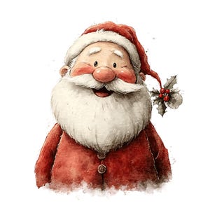 Santa Claus Watercolor Clipart Set: Christmas Card Graphics (digital ...