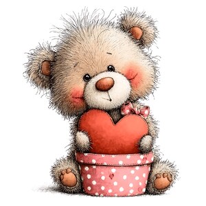 33 Valentine's Day Teddy Bear Clipart: Watercolor Love Graphics ...
