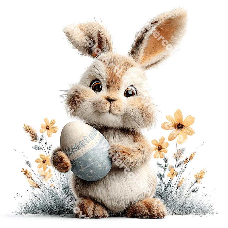 Easter Bunny & Egg Clipart, Printable Pngs (digital Download) - Etsy