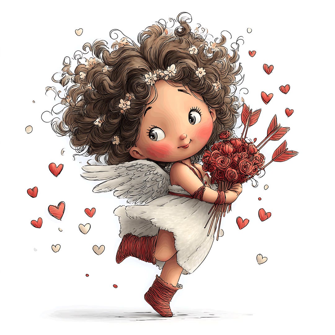 16 Cupid Valentine Clipart – Cute Watercolor Love Angel Pngs (digital ...