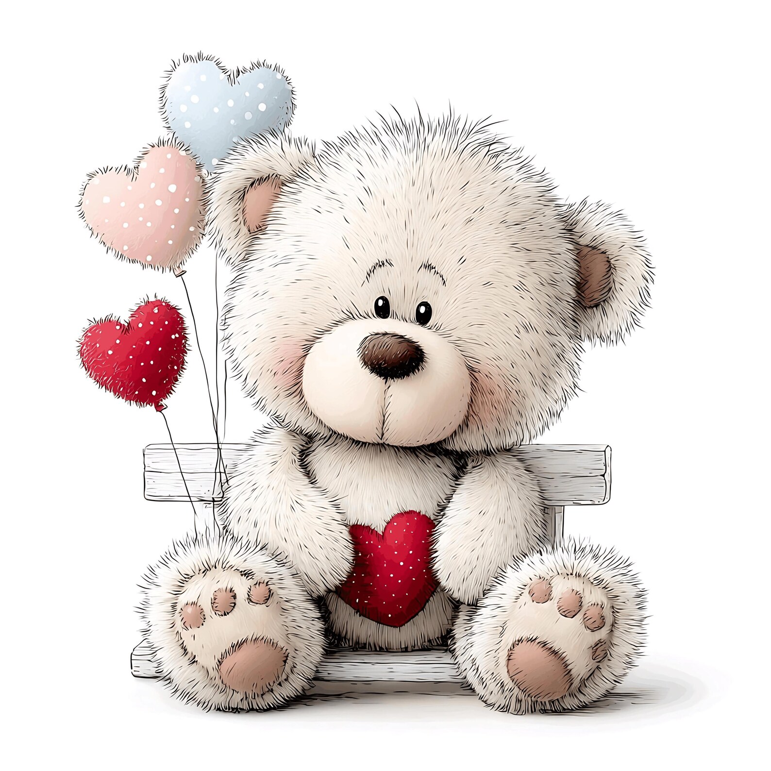 33 Valentine's Day Teddy Bear Clipart: Watercolor Love Graphics ...