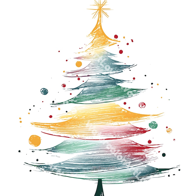 22 Line Art Christmas Tree Clipart - (digital Download Pngs) - Etsy