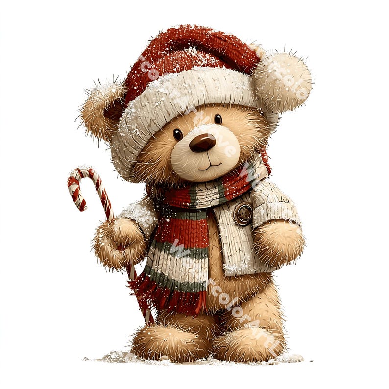 Christmas Teddy Bear Clipart: Festive Holiday Graphics (digital ...