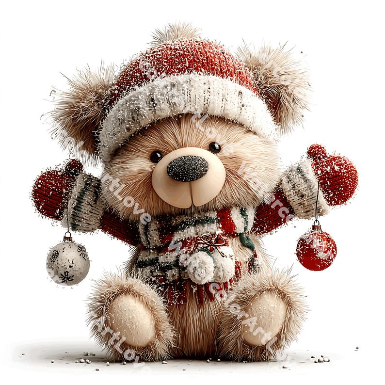 27 Christmas Teddy Bear Clipart: Festive Holiday Graphics (digital ...