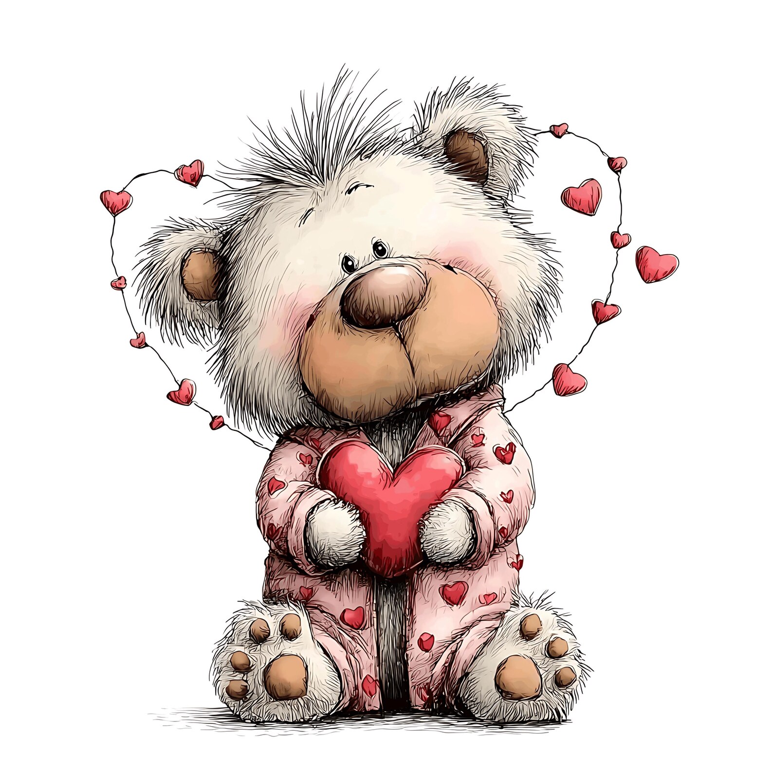 33 Valentine's Day Teddy Bear Clipart: Watercolor Love Graphics ...