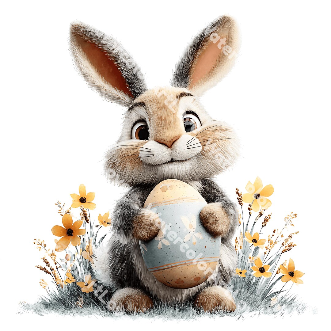 Easter Bunny & Egg Clipart, Printable Pngs (digital Download) - Etsy