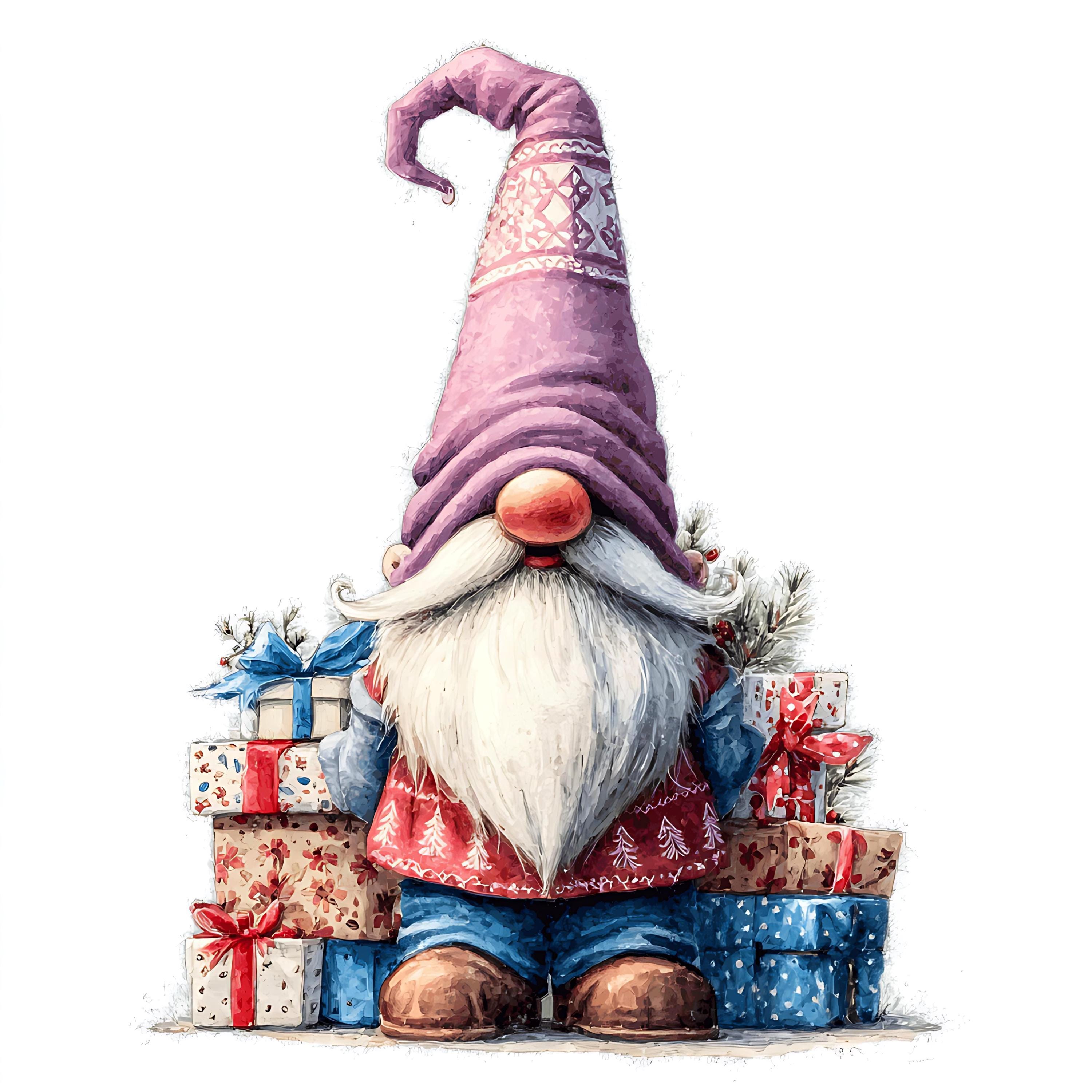 Christmas Gnomes Watercolor Clipart: Holiday Card Pngs (digital ...