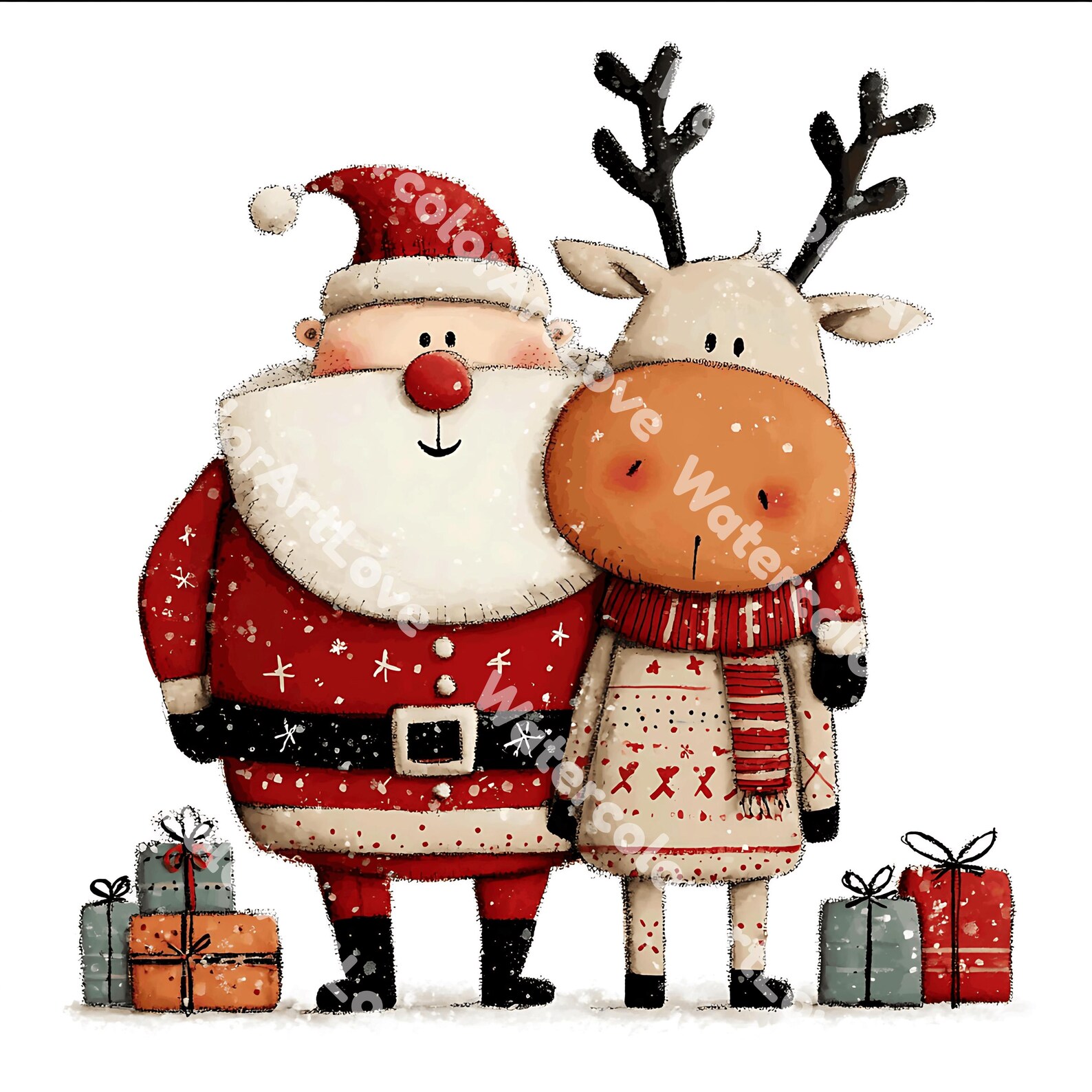 22 Santa Claus With Deer Clipart, Christmas Santa Clipart, Christmas ...