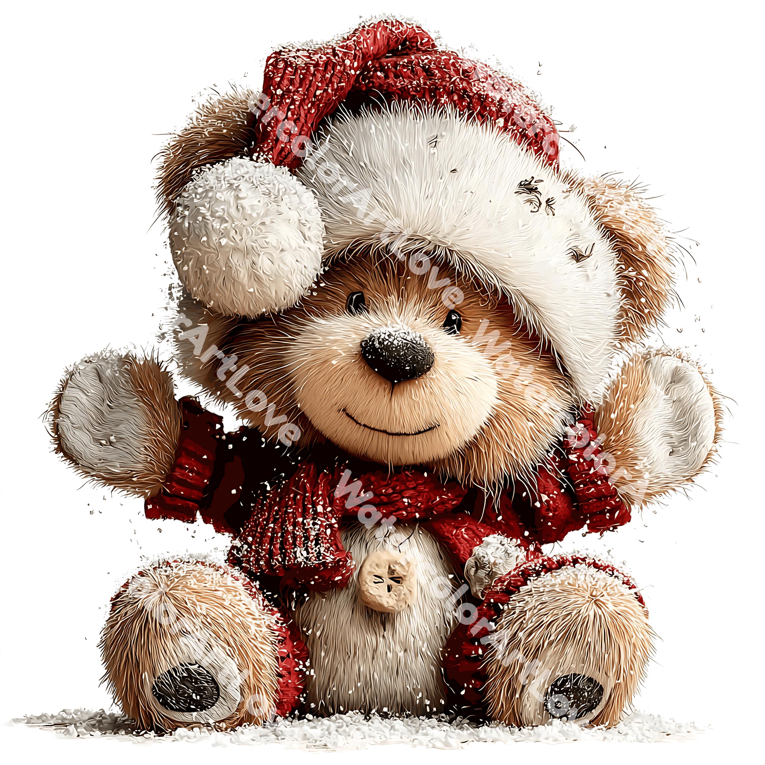 Christmas Teddy Bear Clipart: Festive Holiday Graphics (digital ...