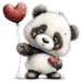 18 Cute Panda Valentine Day Clipart: Whimsical Graphics (PNG - Digital ...