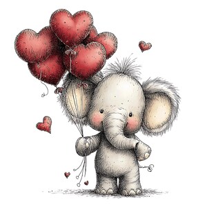 17 Cute Elephant Valentine Day Clipart: Whimsical Graphics (PNG ...