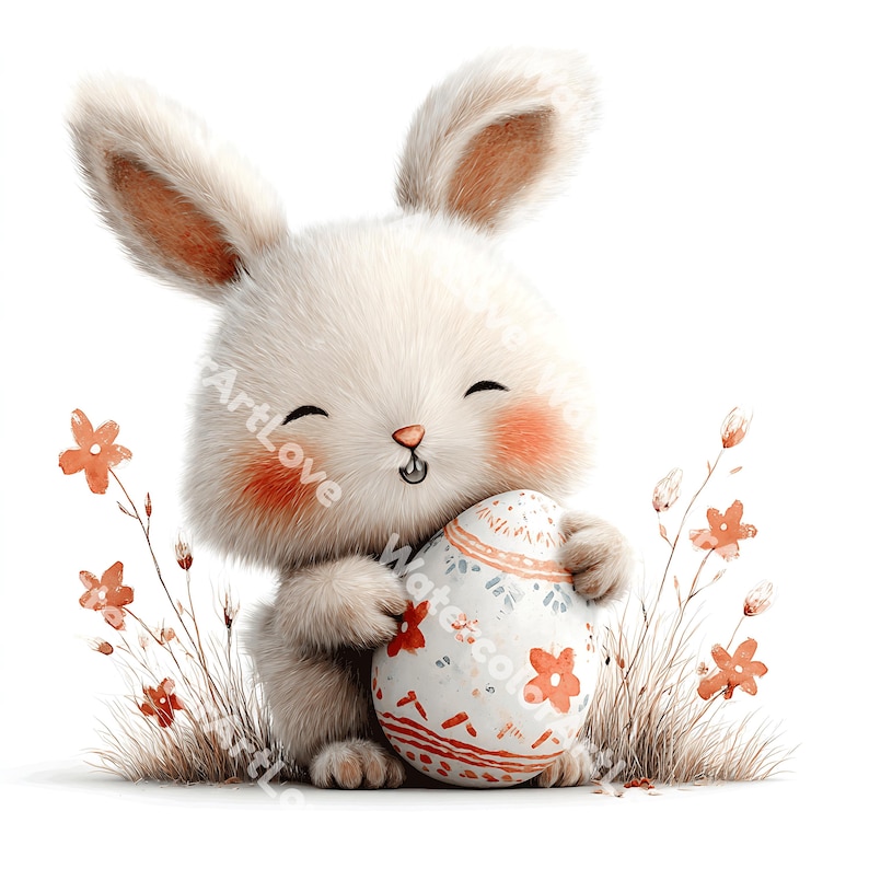 Easter Bunny & Egg Clipart, Printable Pngs (digital Download) - Etsy