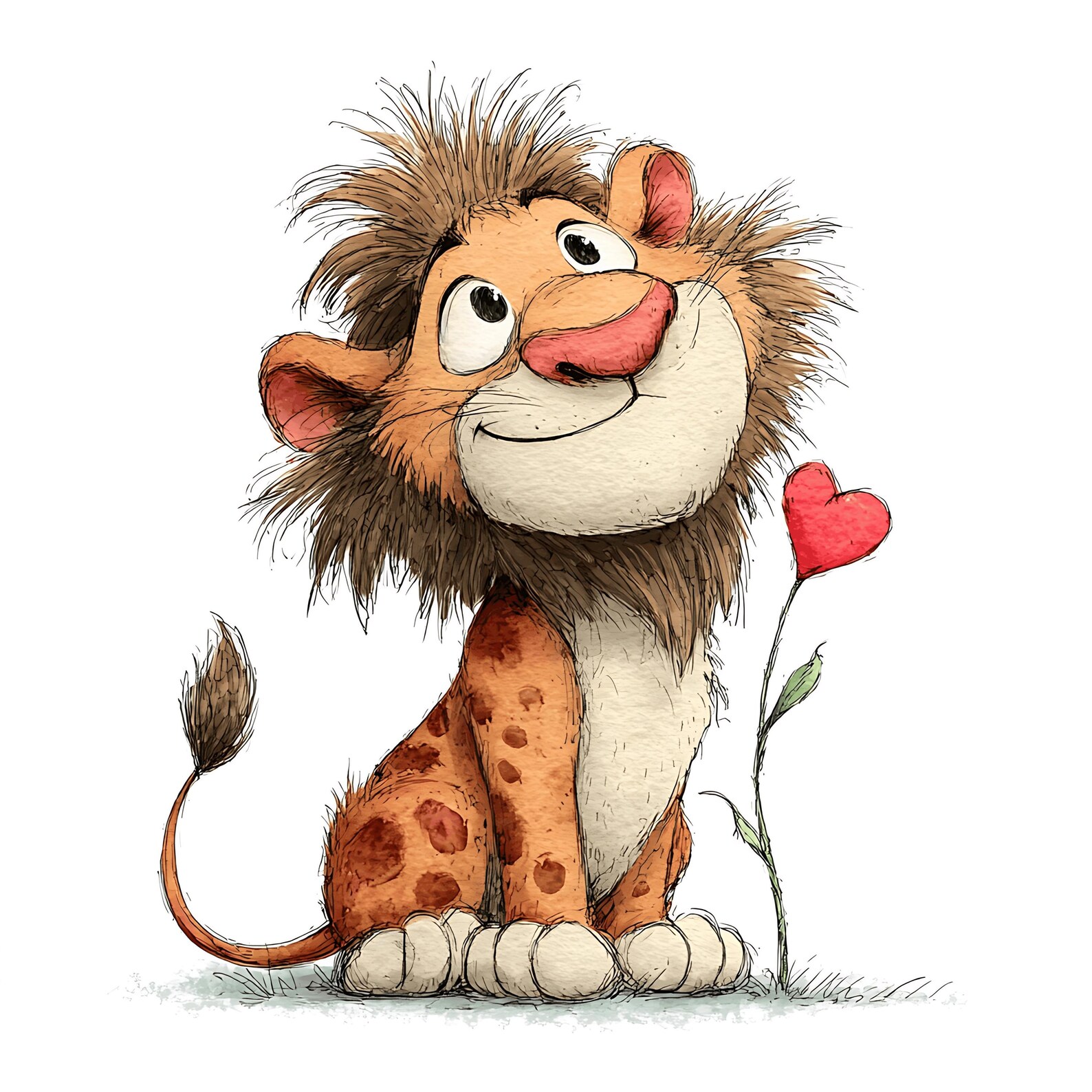 25 Cute Lion Valentine Day Clipart: Whimsical Graphics (PNG - Digital ...