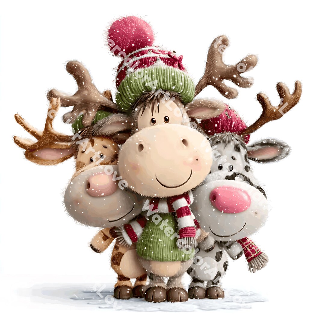 Sweet Christmas Animals PNG Bundle: Winter Woodland Clip Art (15 ...