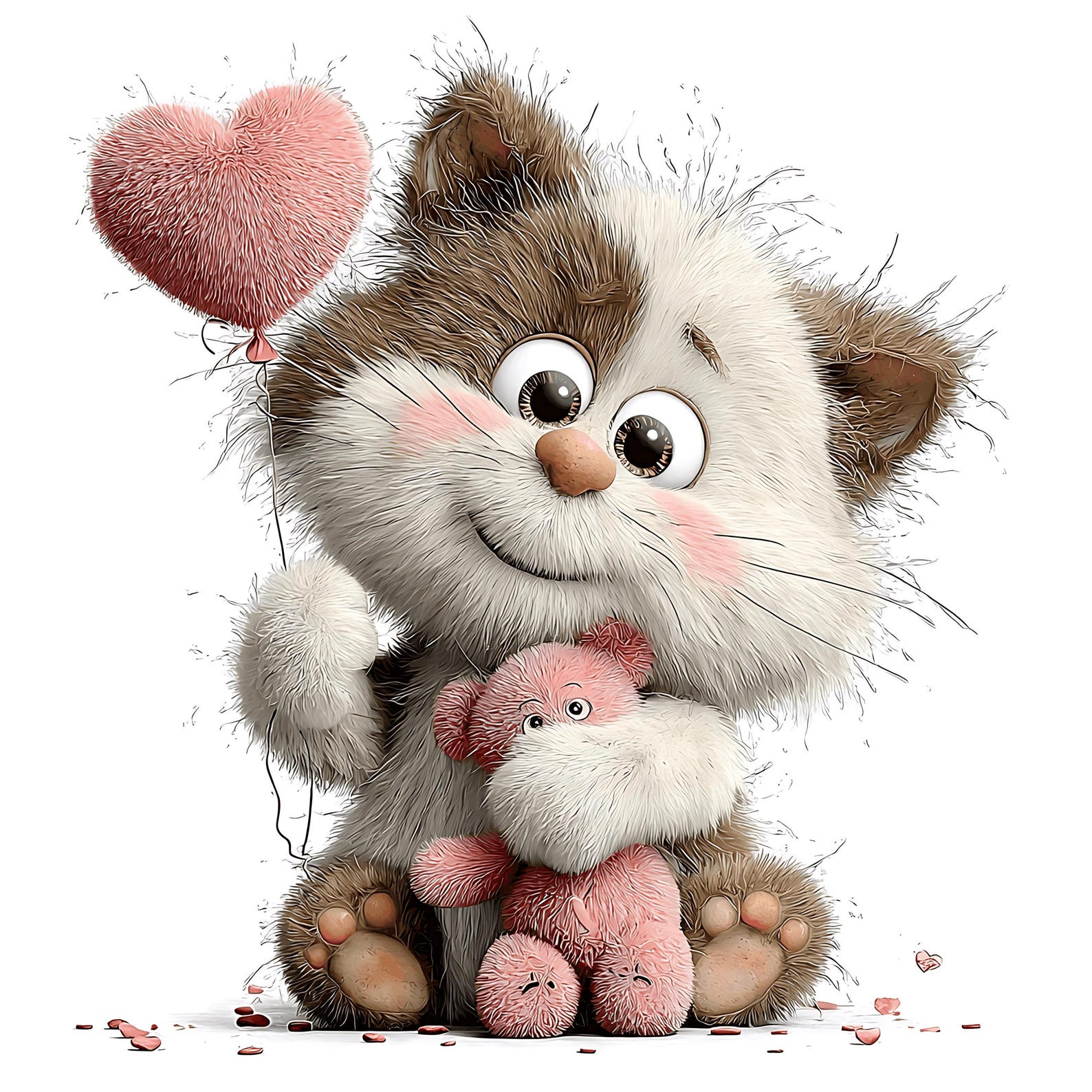 17 Cute Cat Valentine Day Clipart: Whimsical Graphics (PNG - Digital ...