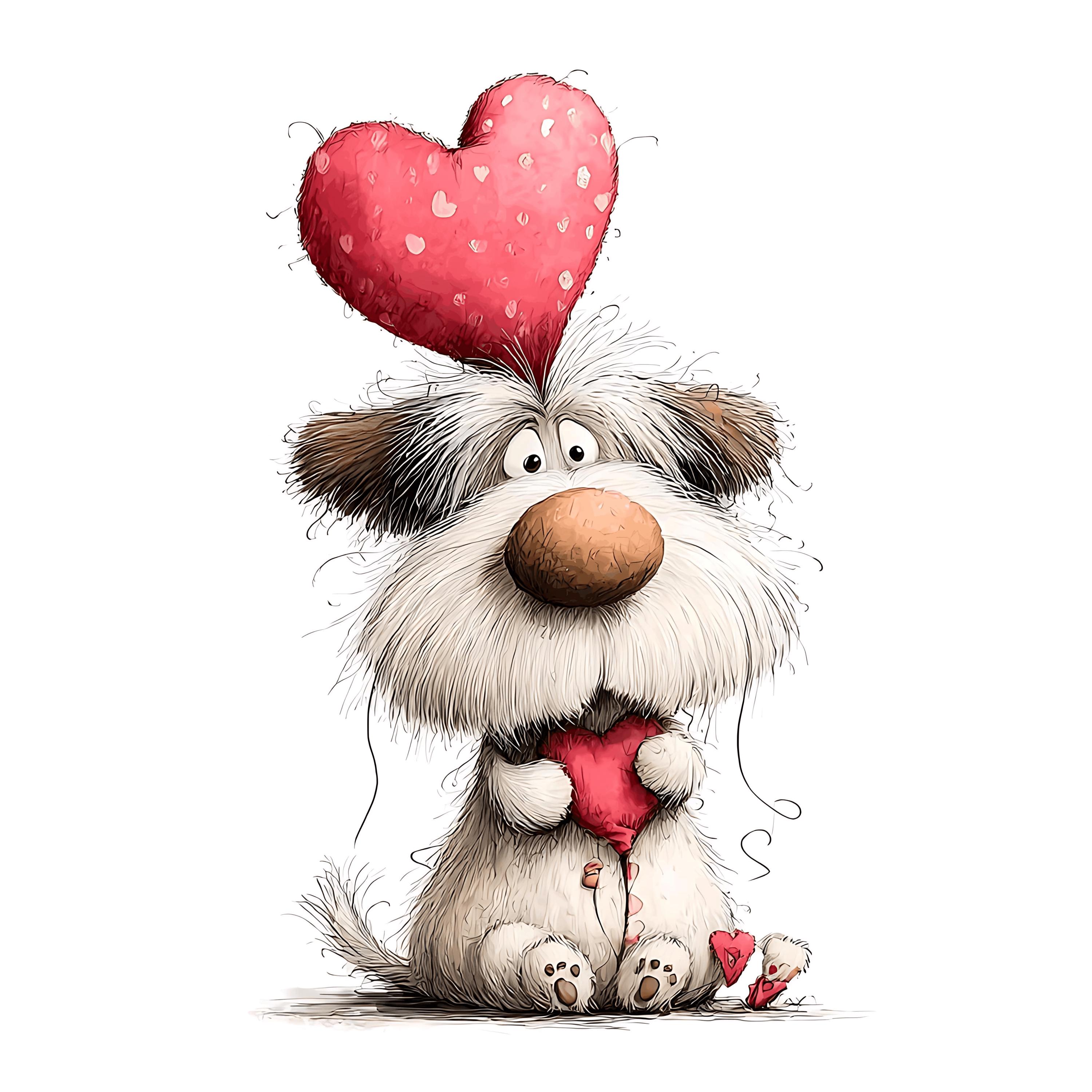 20 Cute Dog Valentine Day Clipart: Whimsical Graphics (PNG - Digital ...