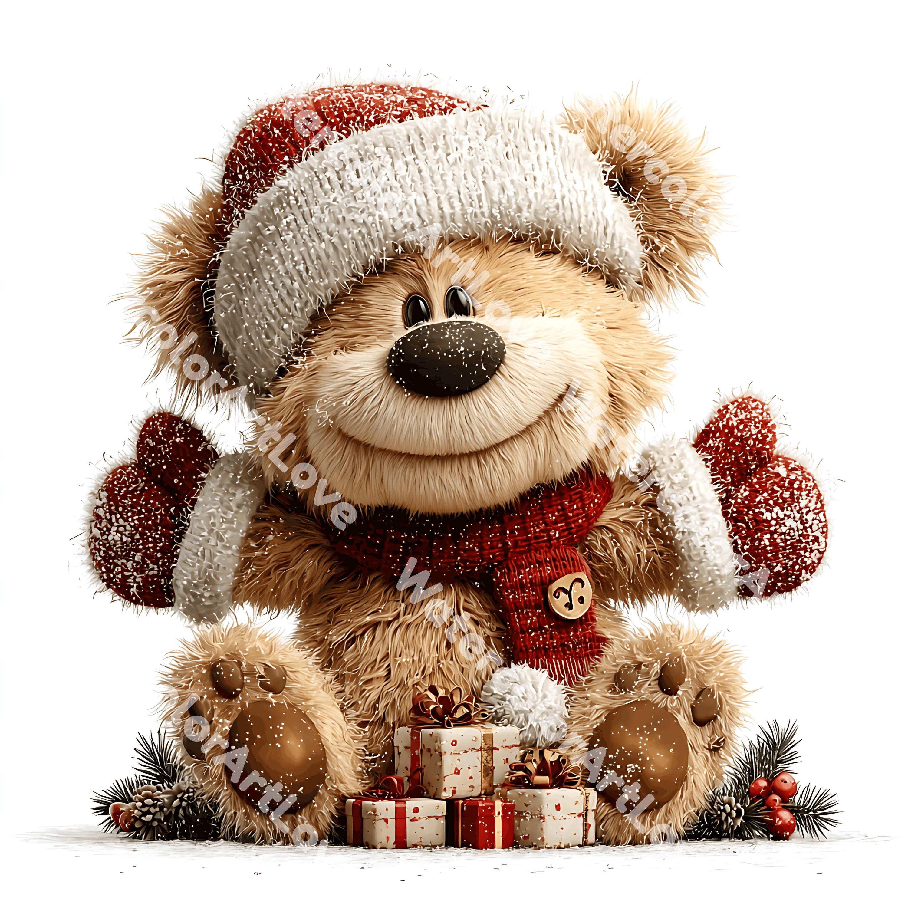 27 Christmas Teddy Bear Clipart: Festive Holiday Graphics (digital ...