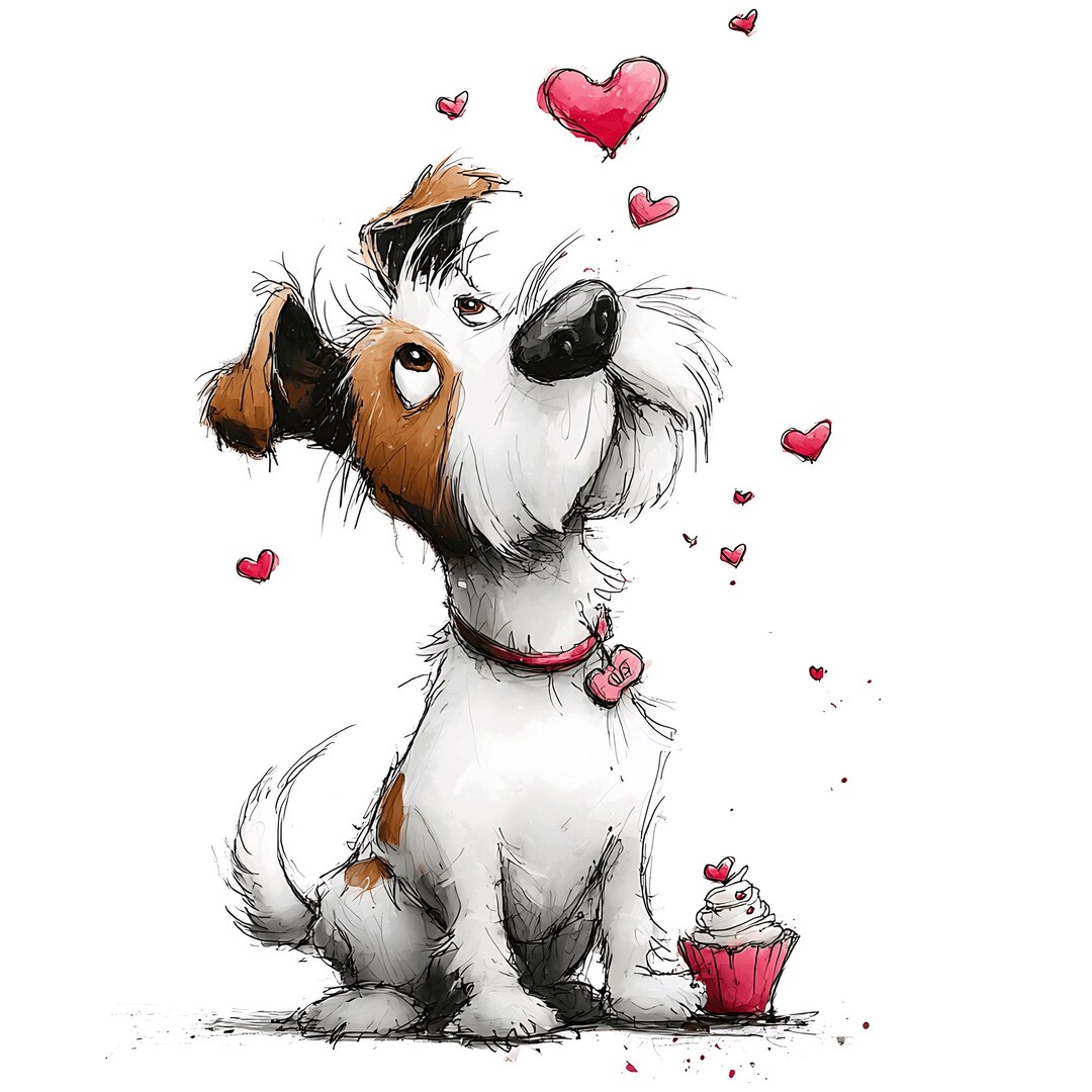 23 Cute Dog Valentine Day Clipart: Whimsical Graphics (PNG - Digital ...